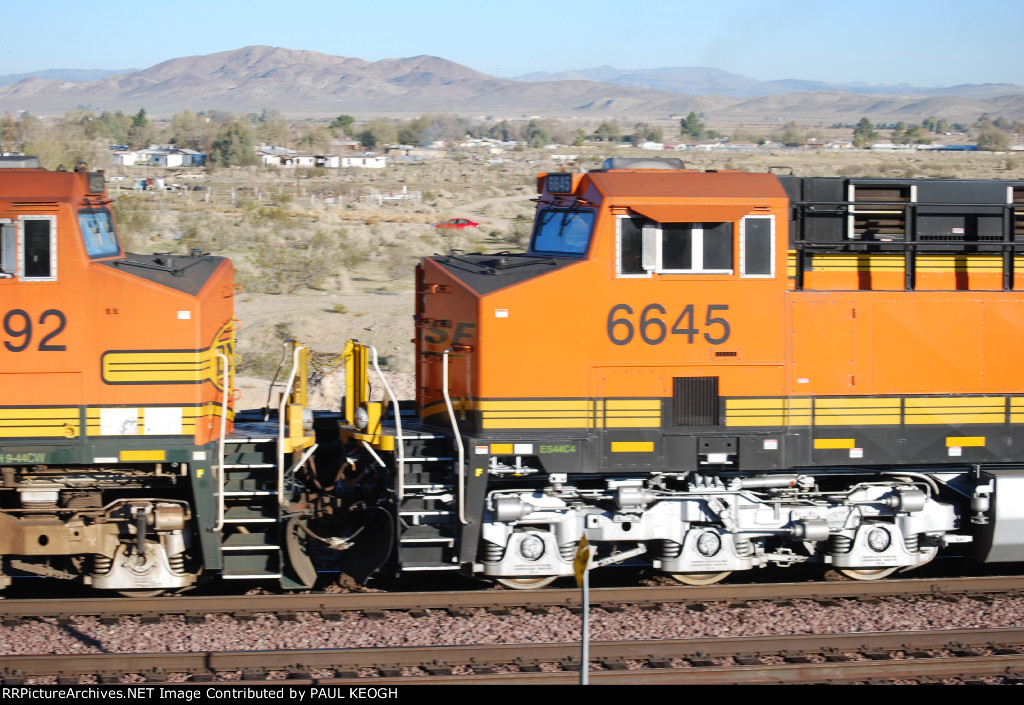 BNSF 6645 side shot as she pulls eastbound with a Z-Train.